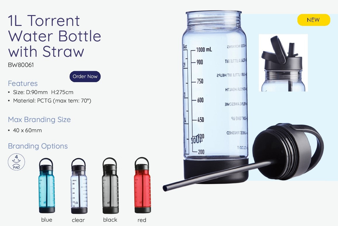 Torrent Water Bottle With Straw - 1L – Adtitude Sport